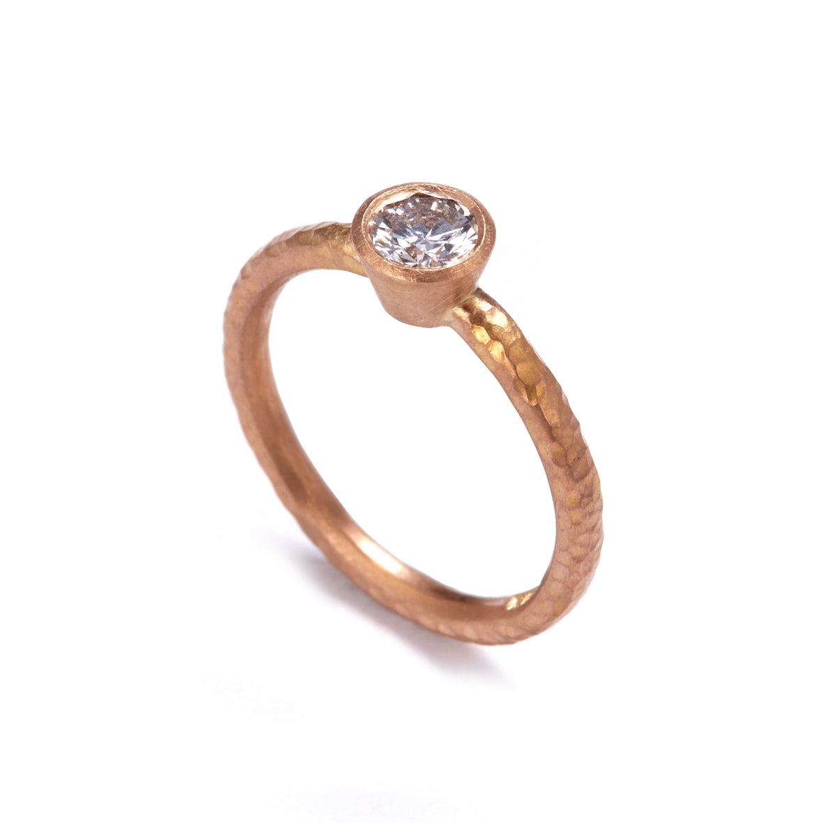 Pinched Rose Gold Diamond Ring – malcolm betts