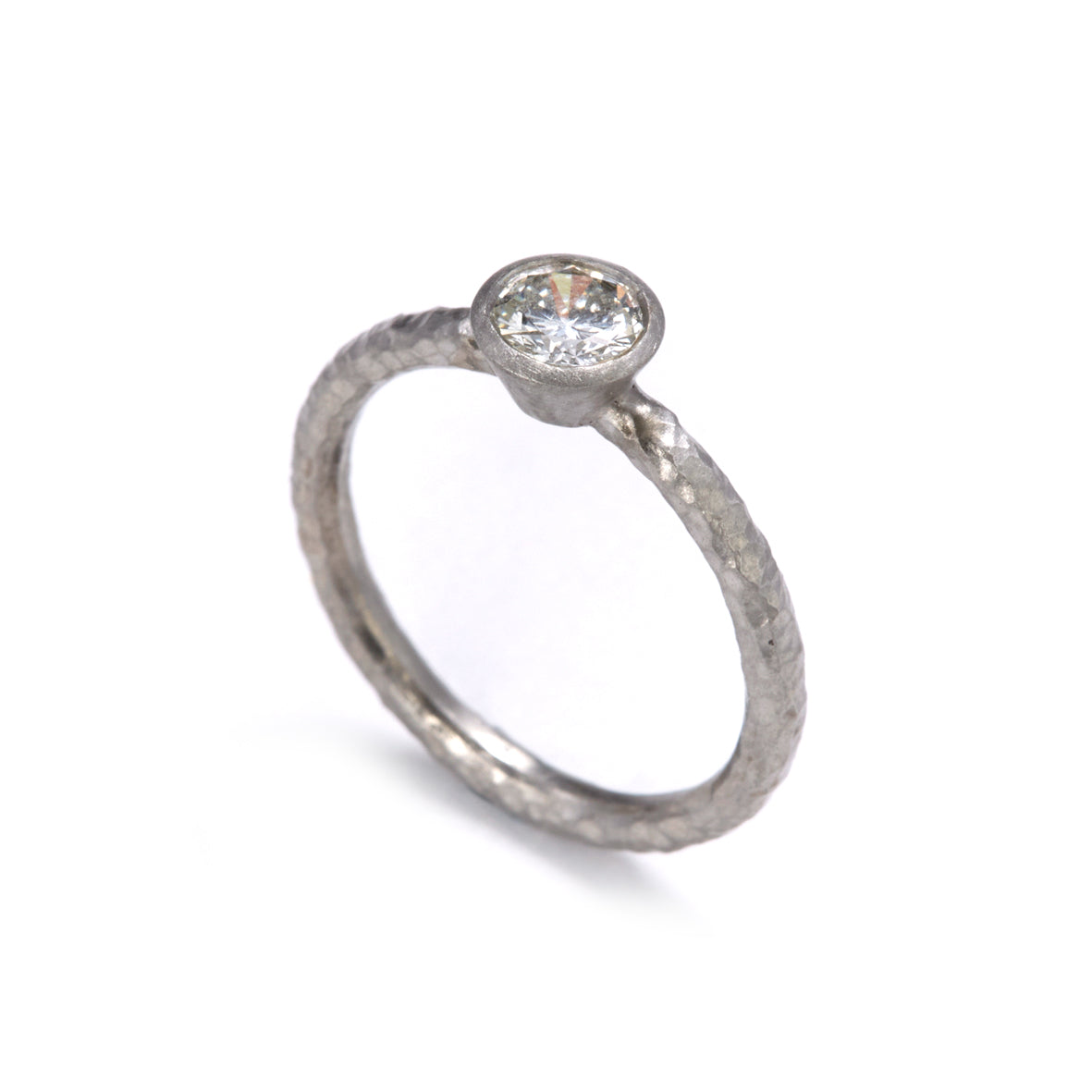 Pinched Platinum Diamond Ring – malcolm betts
